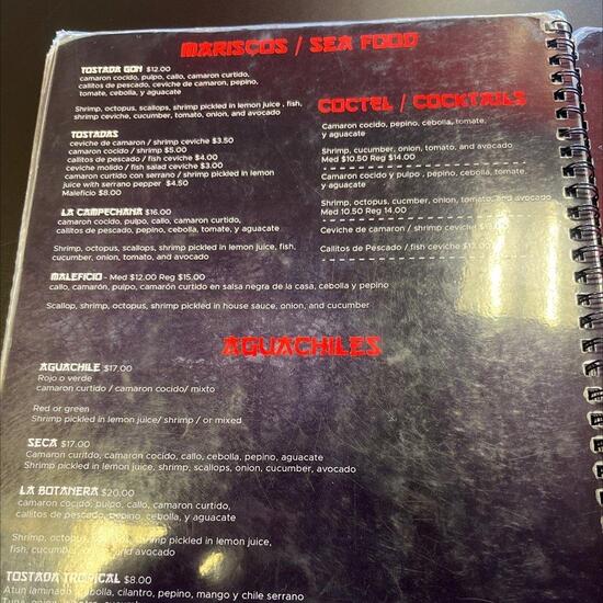 Menu at Sushi Gon Estilo Sinaloa restaurant, Coolidge