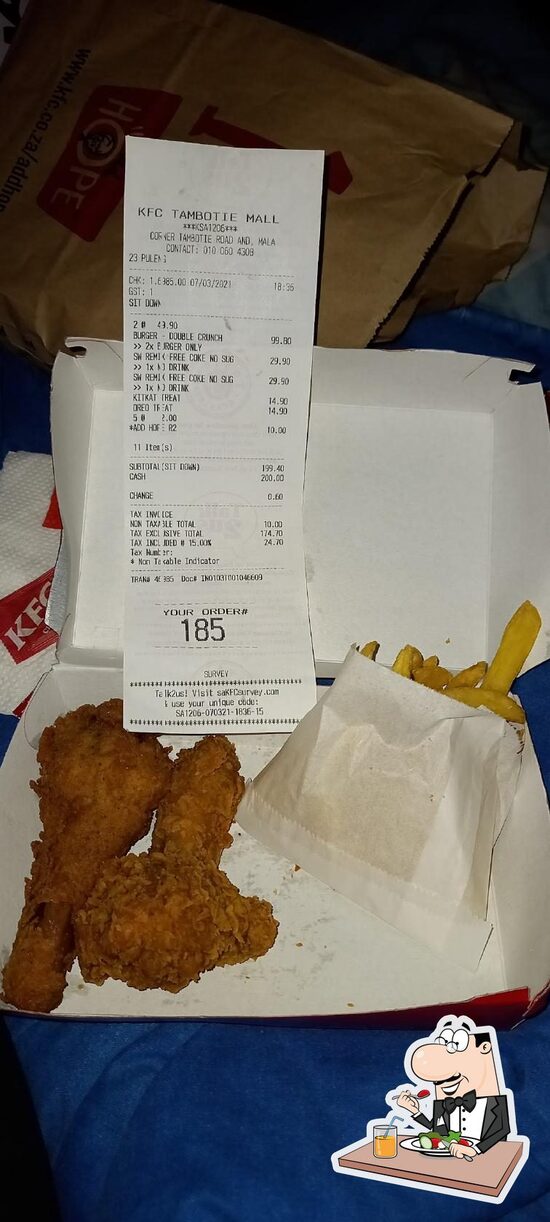 Menu at KFC Tambotie Mall restaurant, Randfontein