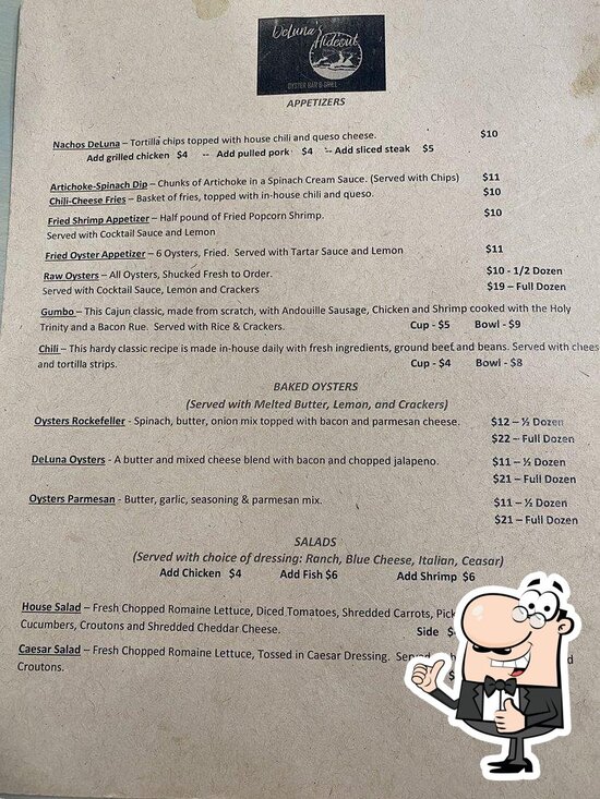 Menu at Deluna's Hideout Oyster Bar & Grill, Pensacola