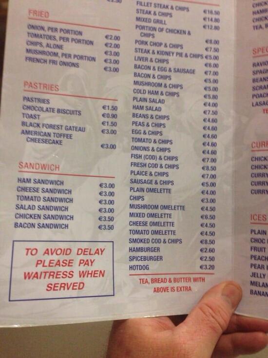 Menu at Roma Restaurant, Dundalk, 7 Park St