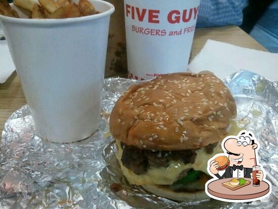 Menu at Five Guys fast food, San Jose, Almaden Expy