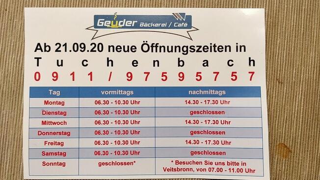 Geuder Bäckerei / Café, Tuchenbach - Speisekarte, Preise und Bewertungen