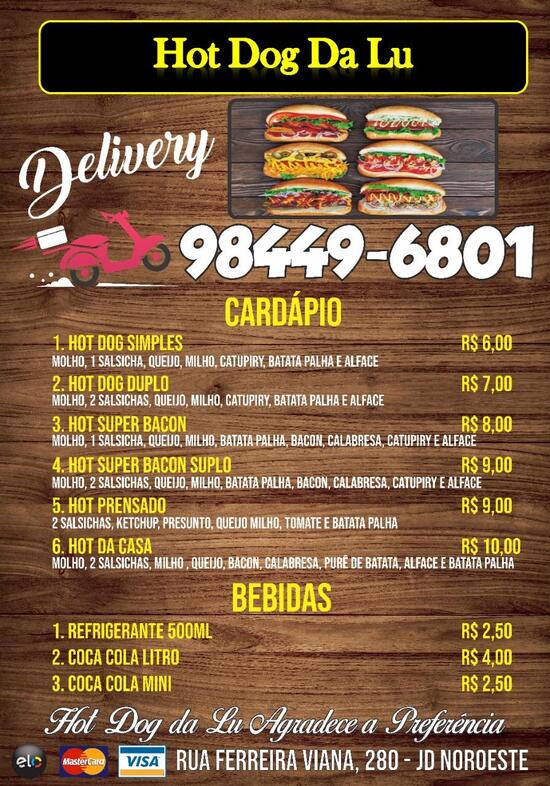 Menu em Hot Dog da Luh restaurante, Campo Grande