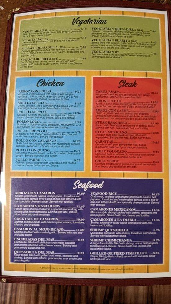 Menu at Con Sabor a México restaurant, Prairie Grove