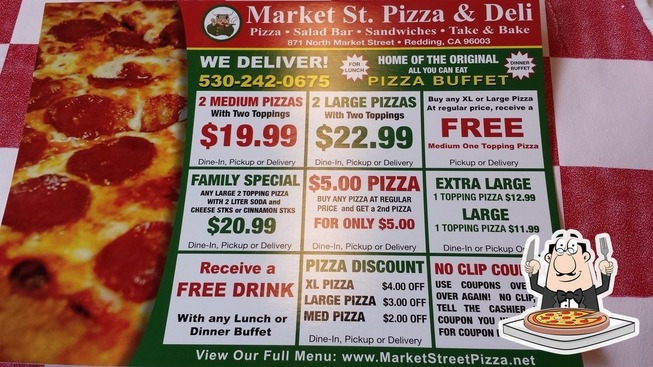 Menu at Market St Pizza & Deli pizzeria, Redding