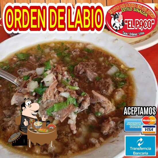 Tacos de Labio en su Jugo EL PACO II, Las Pintas - Menú del restaurante ...