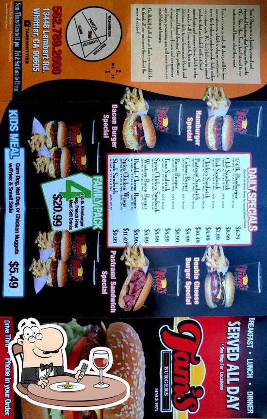 Tams Super Burgers in Whittier - Restaurant menu and reviews
