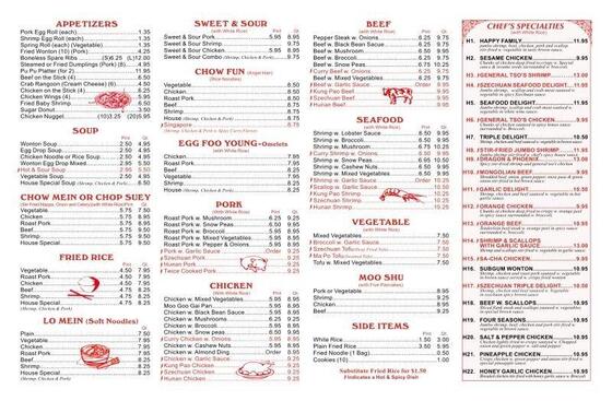 Menu at CHINA KING restaurant, Decatur, Maryland St #5