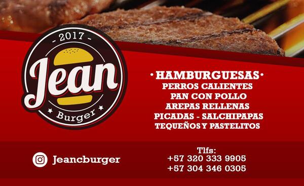 Menu at Jean Burger restaurant, Bogotá