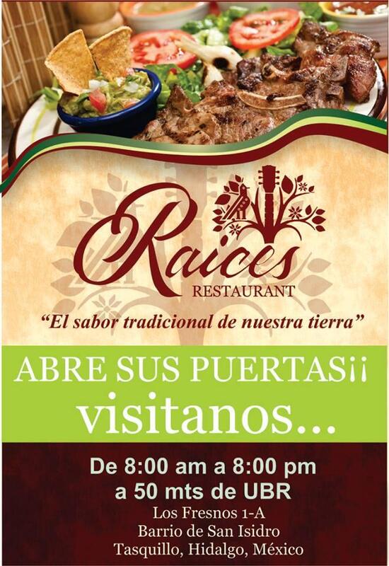 Menu at Raices restaurant, Tasquillo