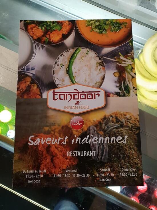 Menu at Tandoori Indian Food Tandoor restaurant, Saint-Priest