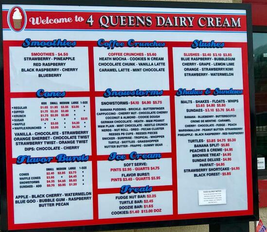 Menu at 4 Queens Dairy Cream, Waverly