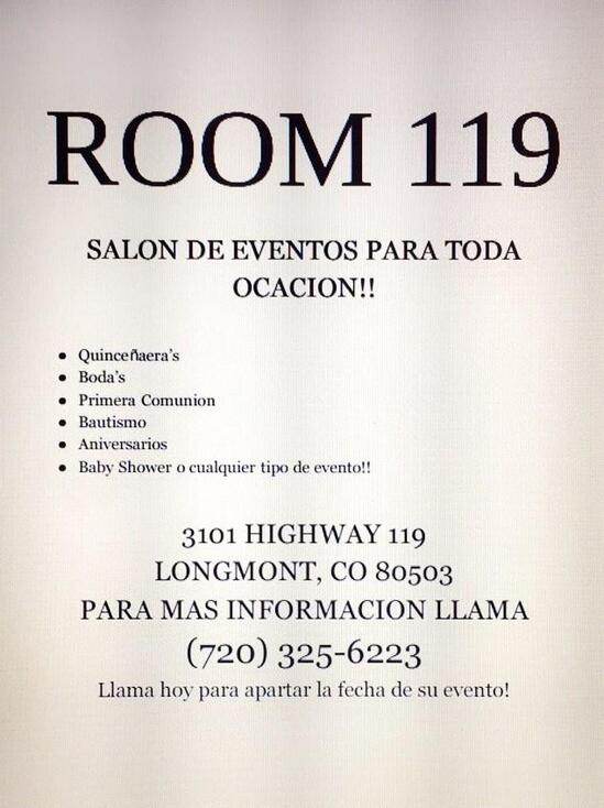 Menu at ROOM 119, Longmont