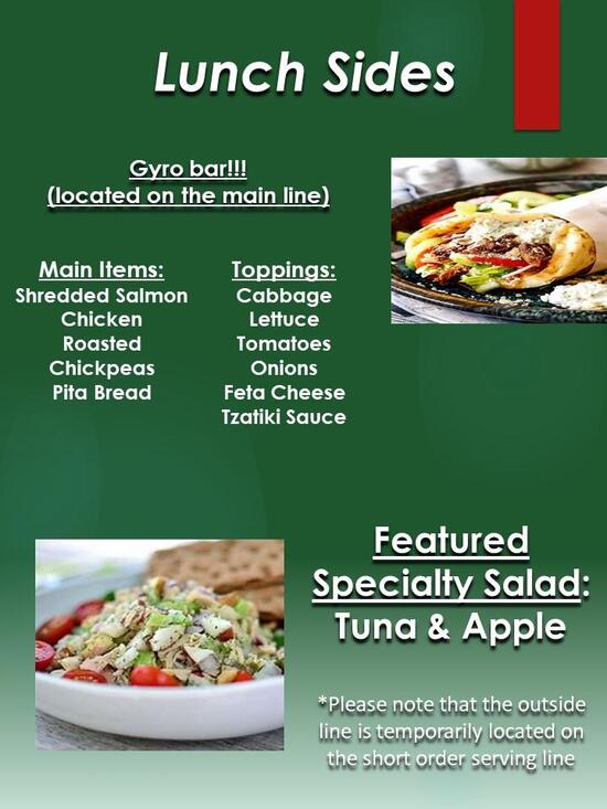 Carta del restaurante 1 SFG(A) DFAC, Joint Base Lewis-McChord