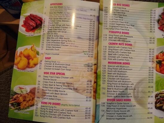 Menu at Wok Star restaurant, Gainsborough