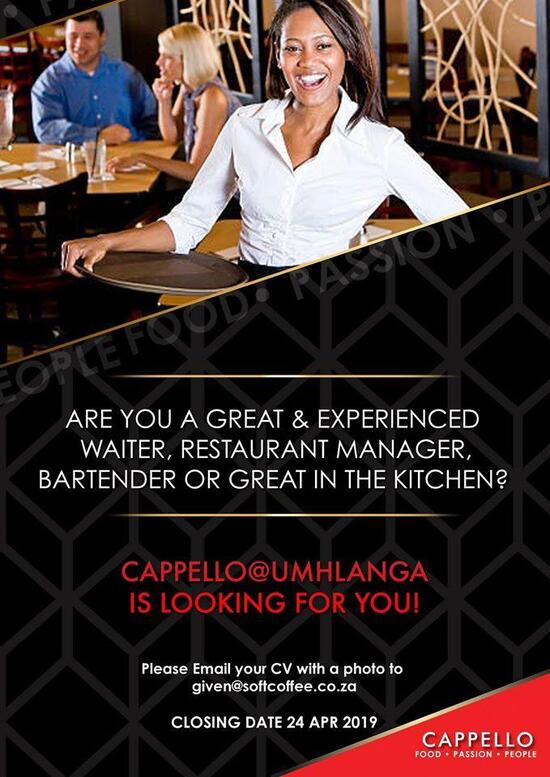 Menu at Cappello umhlanga restaurant, Durban, Shop R 34