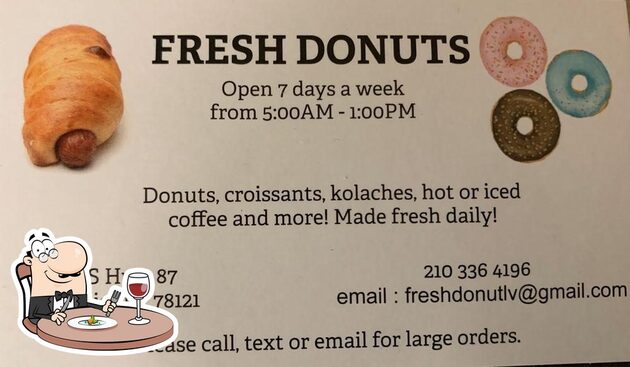 Menu at Fresh Donuts, La Vernia