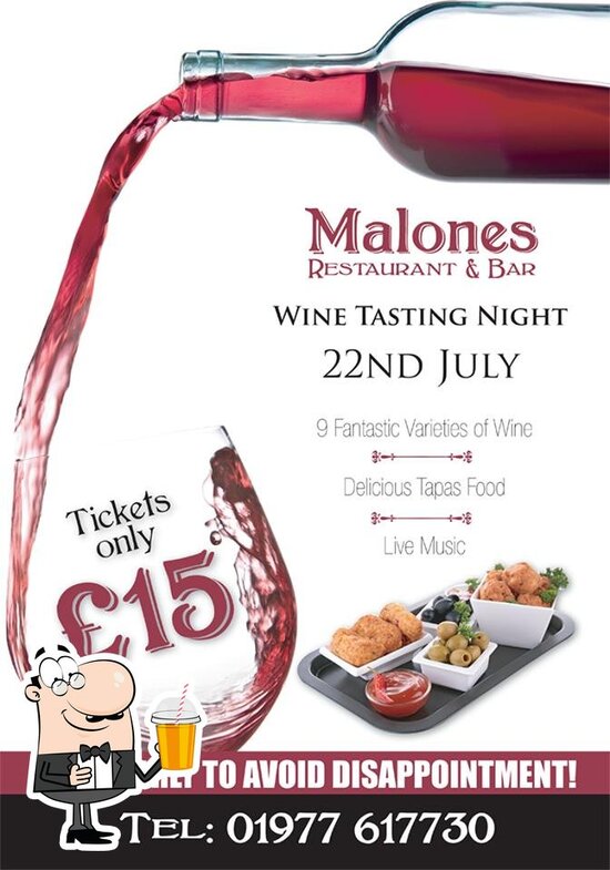 Menu at Malones Restaurant and Bar, Pontefract