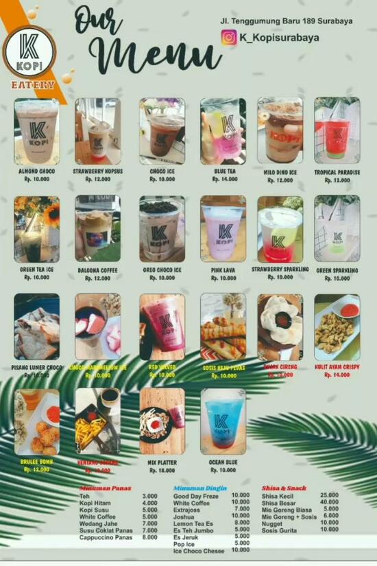 Menu at K - Kopi cafe, Surabaya