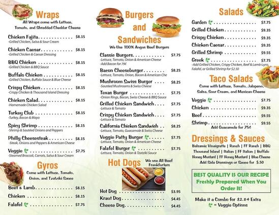 Menu at Village Grille restaurant, Princeton