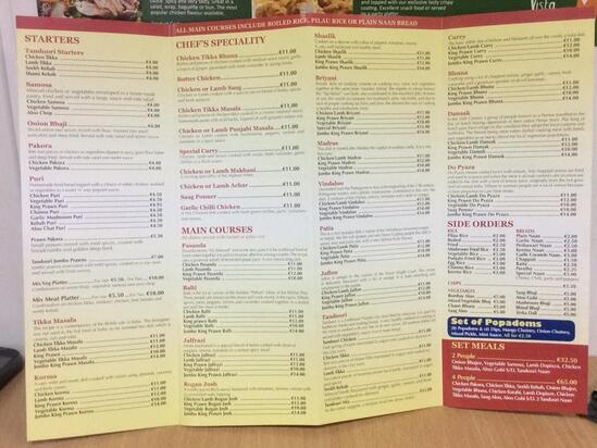 Menu at Carrick Indian takeaway restaurant, Carrickmacross