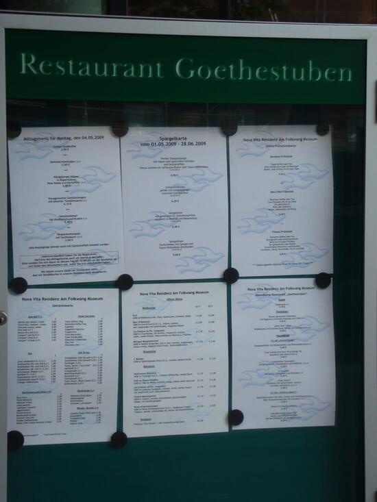 Speisekarte von Restaurant Goethestuben, Essen