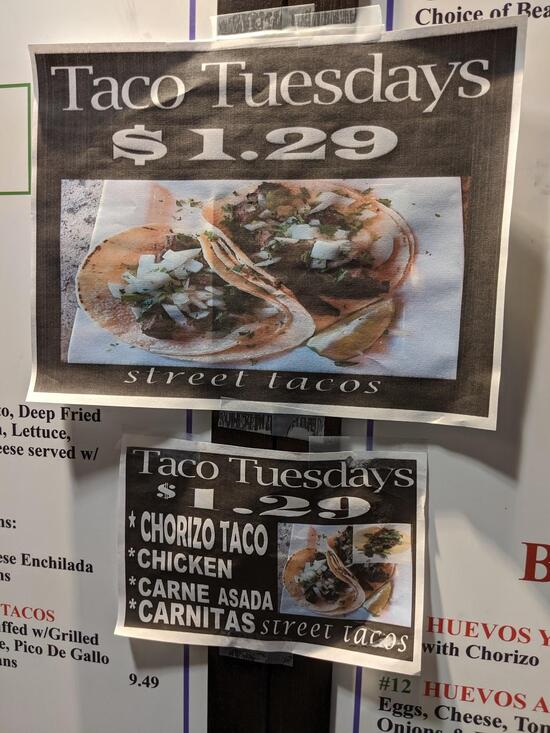 Menu at The Original Burrito Company restaurant, Phoenix