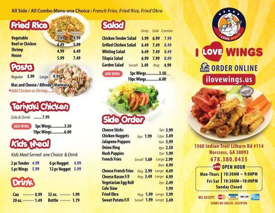 Menu at Amazing Wings in Norcross restaurant, Norcross