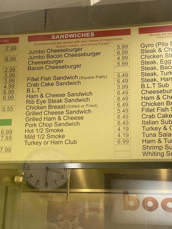 Menu at Sunny's Seafood & Deli restaurant, Woodbridge