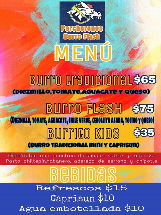 Menu at Percherones Burro FLASH, Nogales