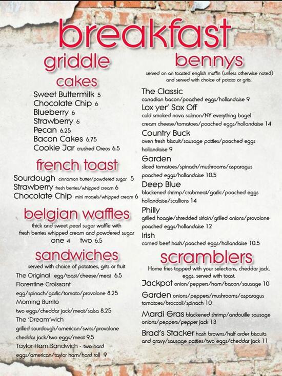 Menu at Café One restaurant, Ormond Beach