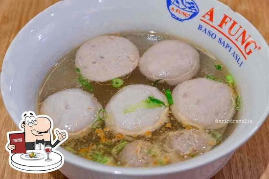 Menu at A Fung Baso Sapi Asli restaurant, North Jakarta, Jl. Boulevard Raya