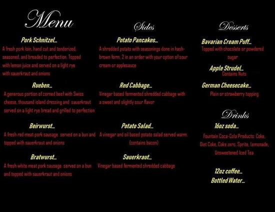 The German Corner, Vevay - Restaurant menu, prices and reviews