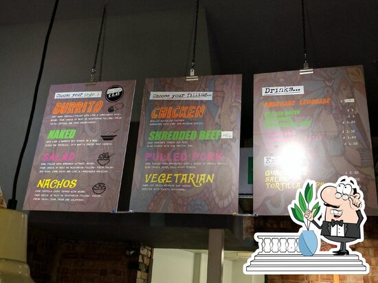 Menu at Ozzi's Burrito Shack restaurant, Barnet