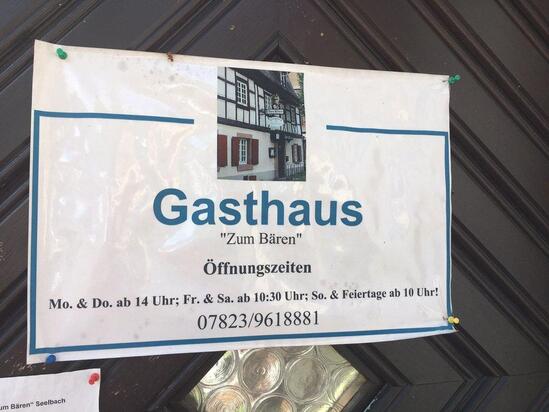 Speisekarte von Gasthaus zum Bären restaurant, Seelbach