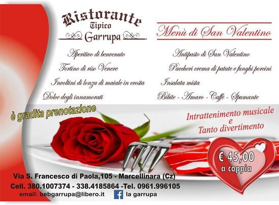 Menu da La Garrupa: ristorante, pizzeria, B&B, agriturismo, Marcellinara