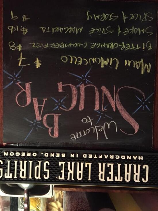 Menu at Snug Bar, Corvallis