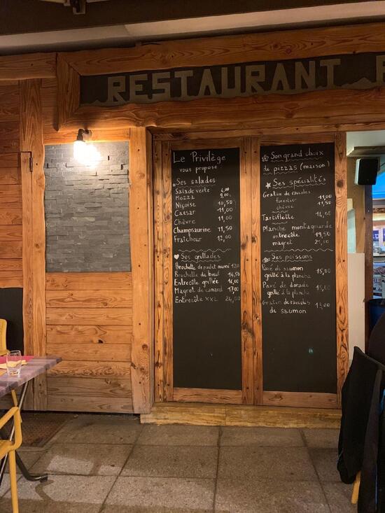 Menu au Le Privilège restaurant, Gap, 2 Rue de la Manutention