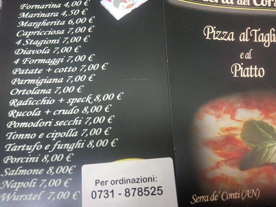 Menu at Pizzeria del corso, Serra De' Conti