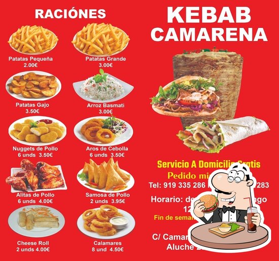 Menu at Kebab Camarena restaurant, Madrid
