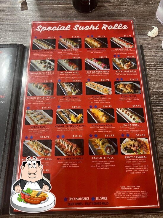 Menu at Samurai Sushi Bar, Hanford