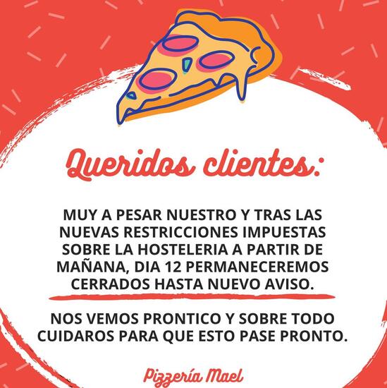 Carta de Pizzería Mael, Murcia