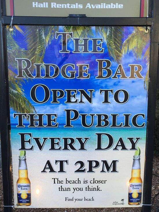 Menu at The Ridge Bar, East Providence