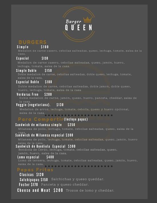 Menu at BURGER QUEEN restaurant, Resistencia