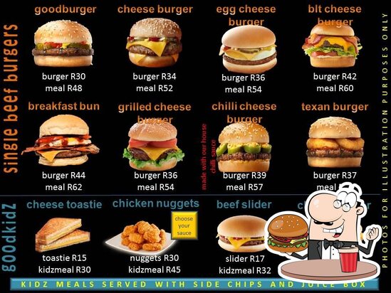 Menu at Goodburger Langenhovenpark restaurant, Bloemfontein