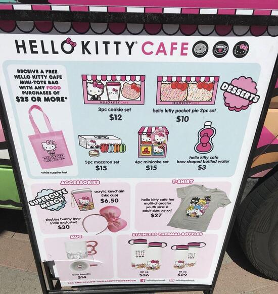 Menu at Hello Kitty Cafe Food Truck, Temecula