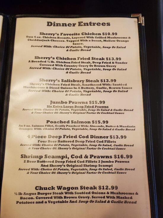 Menu at Sherry's Stage Stop Restaurant, Yerington