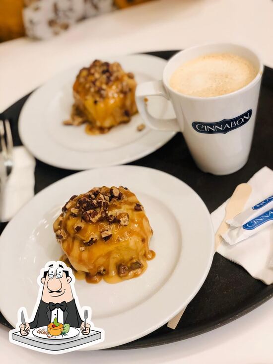 Menu at Cinnabon cafe, Egypt, 6XWP+273