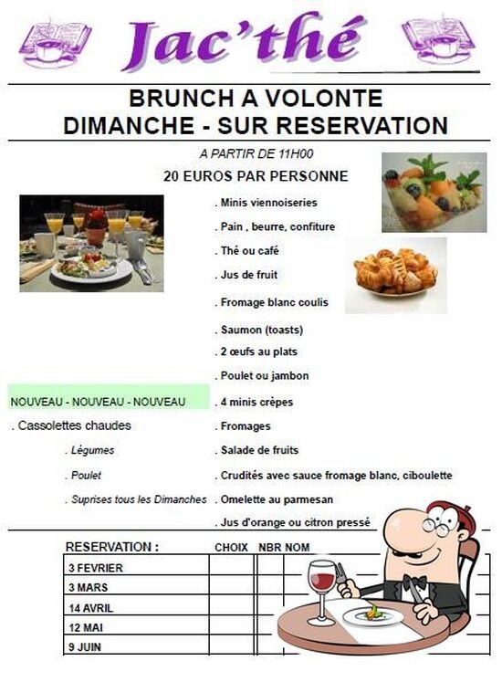 Menu at jac'thé cafe, Mulhouse