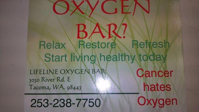Menu at Lifeline Oxygen Bar, Tacoma